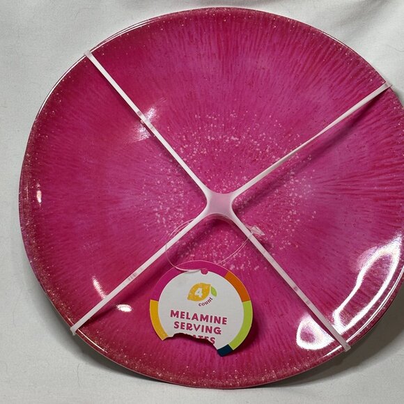 Dining | New Pink Melamine Plates Set Of 4 Outdoor Dining Picnic Bbq ...